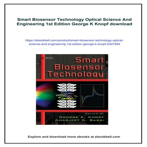 Smart Biosensor Technology Optical Science And Engineering 1st Edition ...