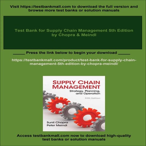Test Bank for Supply Chain Management 5th Edition by Chopra & Meindl | PDF