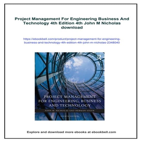 Project Management For Engineering Business And Technology 4th Edition ...