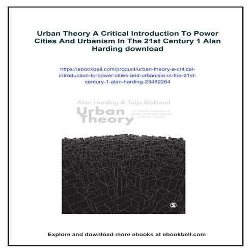 Urban Theory A Critical Introduction To Power Cities And Urbanism In ...
