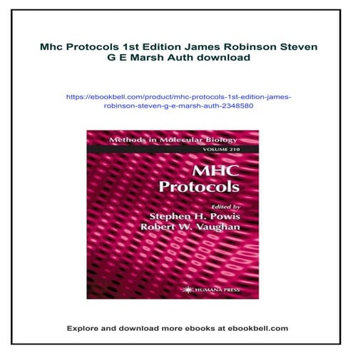 Mhc Protocols 1st Edition James Robinson Steven G E Marsh Auth | PDF