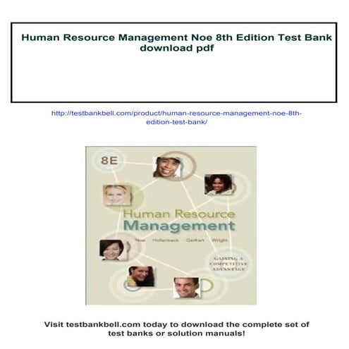 Human Resource Management Noe 8th Edition Test Bank | PDF