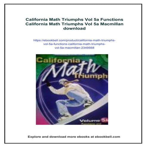 California Math Triumphs Vol 5a Functions California Math Triumphs Vol ...