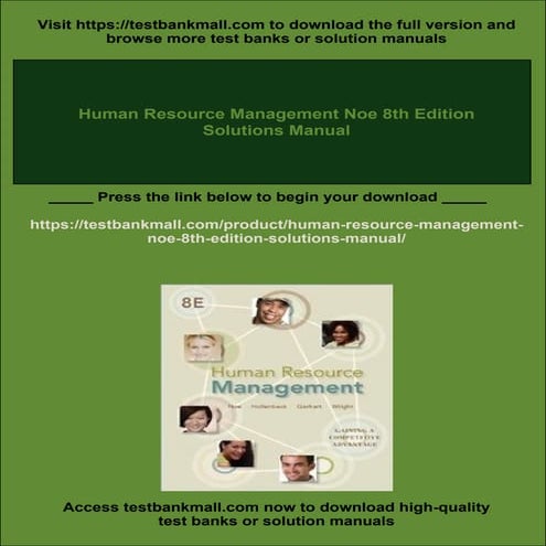 Human Resource Management Noe 8th Edition Solutions Manual | PDF