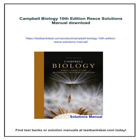 Campbell Biology 10th Edition Reece Solutions Manual | PDF