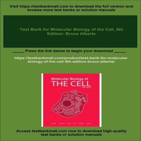 Test Bank for Molecular Biology of the Cell, 5th Edition: Bruce Alberts ...