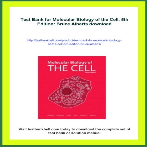 Test Bank for Molecular Biology of the Cell, 5th Edition: Bruce Alberts ...