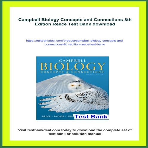 Campbell Biology Concepts and Connections 8th Edition Reece Test Bank | PDF