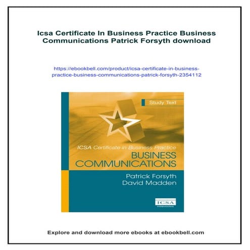 Icsa Certificate In Business Practice Business Communications Patrick Forsyth | PDF