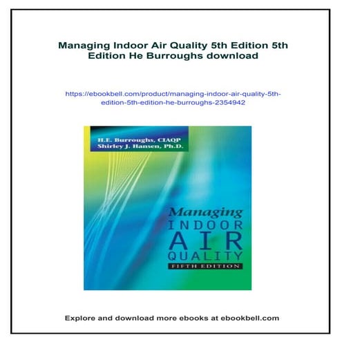 Managing Indoor Air Quality 5th Edition 5th Edition He Burroughs | PDF
