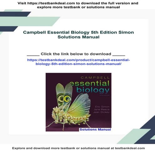 Campbell Essential Biology 5th Edition Simon Solutions Manual | PDF