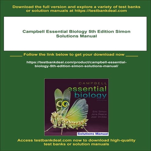 Campbell Essential Biology 5th Edition Simon Solutions Manual | PDF