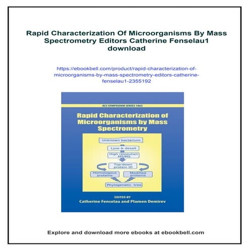 Rapid Characterization Of Microorganisms By Mass Spectrometry Editors Catherine Fenselau1 | PDF
