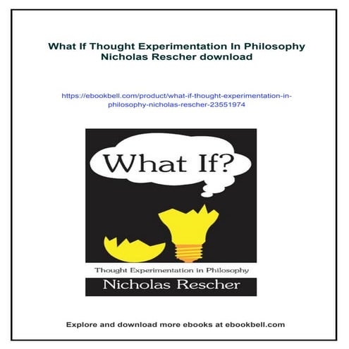 What If Thought Experimentation In Philosophy Nicholas Rescher | PDF