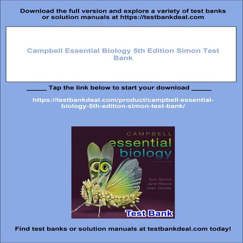 Campbell Essential Biology 5th Edition Simon Test Bank | PDF