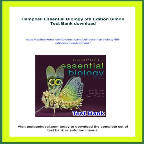 Campbell Biology Concepts and Connections 8th Edition Reece Test Bank | PDF