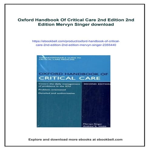 Oxford Handbook Of Critical Care 2nd Edition 2nd Edition Mervyn Singer ...
