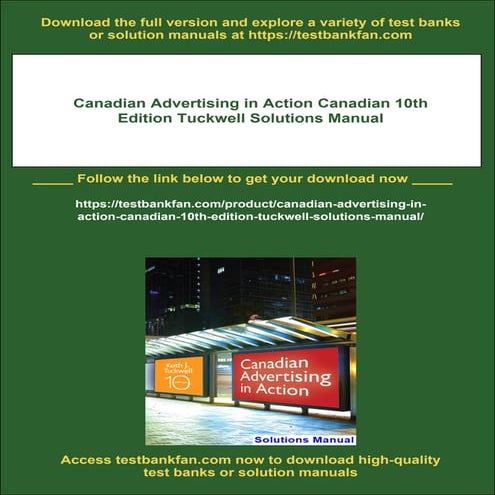 Canadian Advertising in Action Canadian 10th Edition Tuckwell Solutions ...