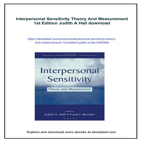 Interpersonal Sensitivity Theory And Measurement 1st Edition Judith A ...