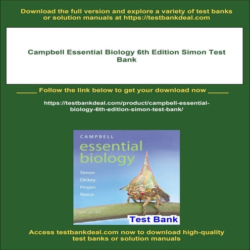 Campbell Essential Biology 6th Edition Simon Test Bank | PDF