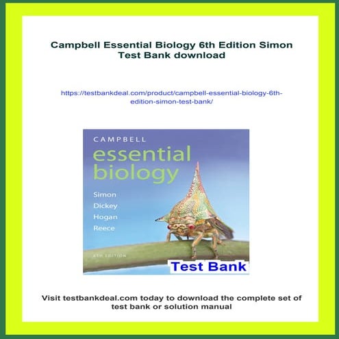 Campbell Essential Biology 6th Edition Simon Test Bank | PDF