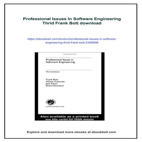 Professional Issues In Software Engineering Thrid Frank Bott | PDF