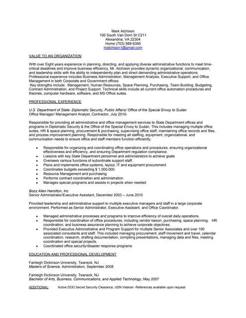Mark Atchison, Office/administrative manager at Consultant