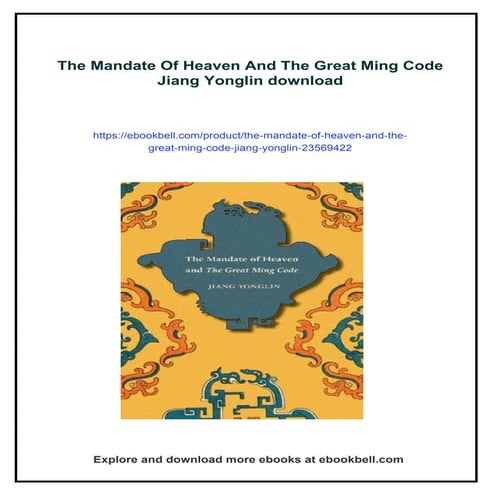 The Mandate Of Heaven And The Great Ming Code Jiang Yonglin | PDF