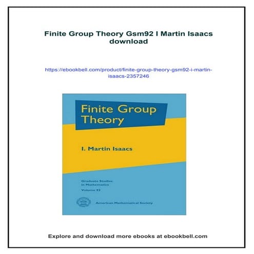 Finite Group Theory Gsm92 I Martin Isaacs | PDF