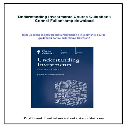 Understanding Investments Course Guidebook Connel Fullenkamp | PDF