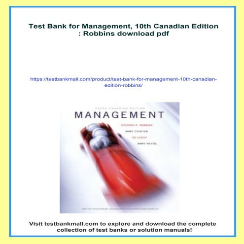 Test Bank for Management, 10th Canadian Edition : Robbins | PDF