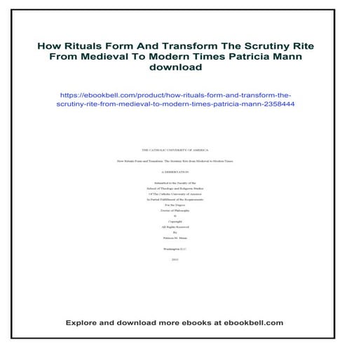 How Rituals Form And Transform The Scrutiny Rite From Medieval To ...