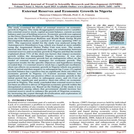 External Reserves and Economic Growth in Nigeria | PDF