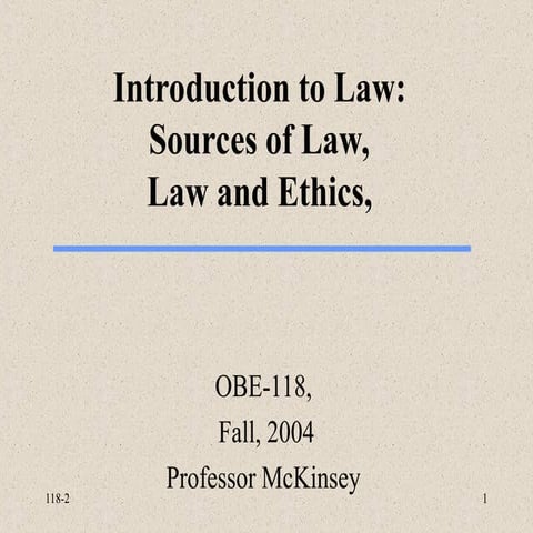 Introduction to law, the sources of law, and the ethics | PPT