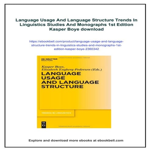 Language Usage And Language Structure Trends In Linguistics Studies And Monographs 1st Edition ...