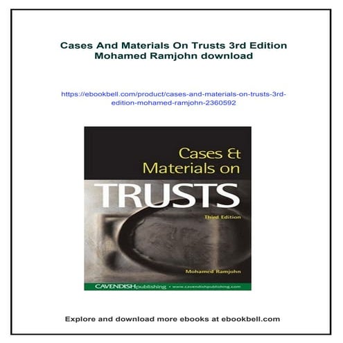 Cases And Materials On Trusts 3rd Edition Mohamed Ramjohn | PDF