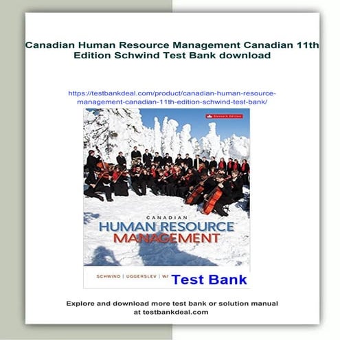 Canadian Human Resource Management Canadian 11th Edition Schwind Test ...