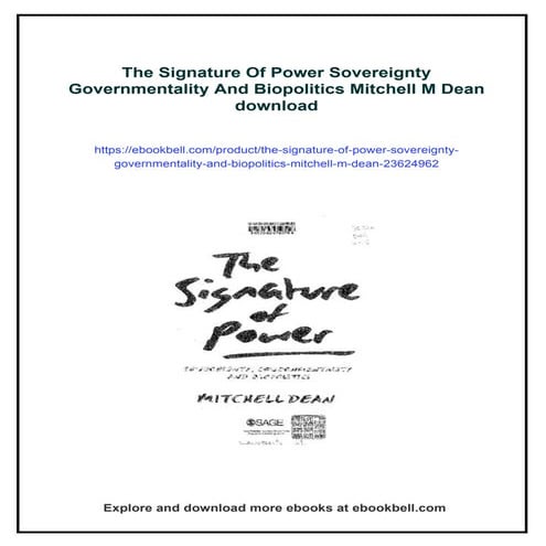 The Signature Of Power Sovereignty Governmentality And Biopolitics ...