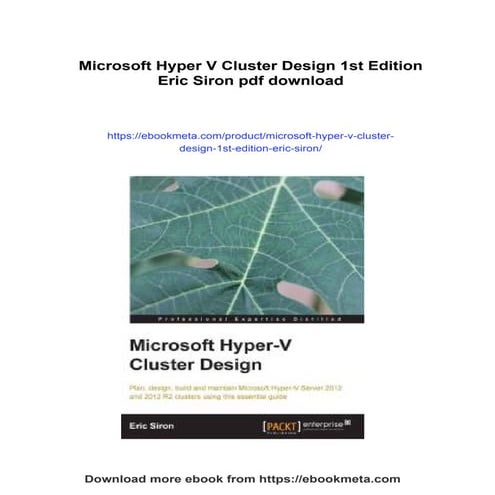 Microsoft Hyper V Cluster Design 1st Edition Eric Siron | PDF