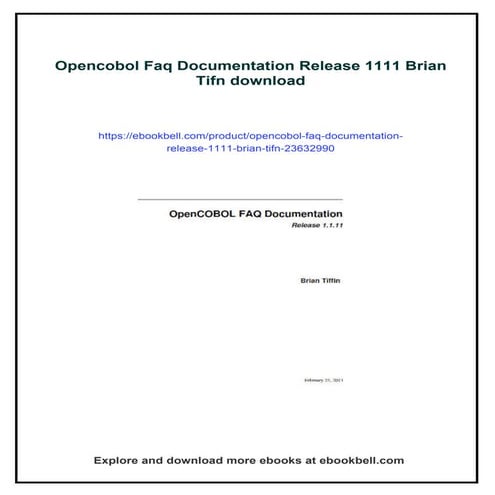 Opencobol Faq Documentation Release 1111 Brian Tifn | PDF