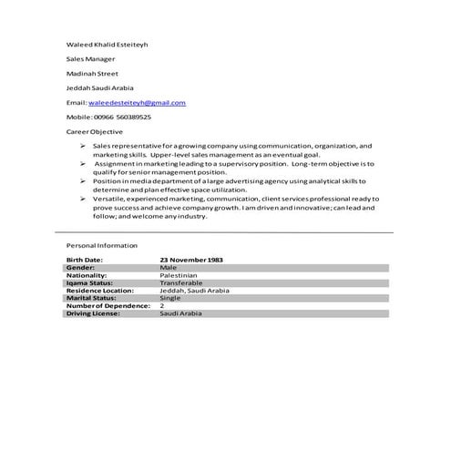 Waleed Khalid Esteiteyh CV | DOCX