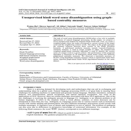 Unsupervised hindi word sense disambiguation using graph based ...