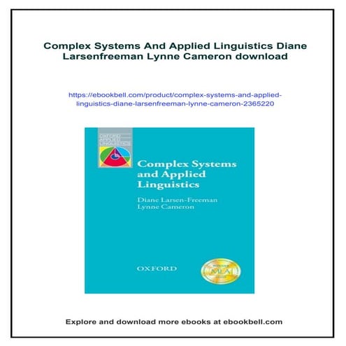 Complex Systems And Applied Linguistics Diane Larsenfreeman Lynne Cameron | PDF