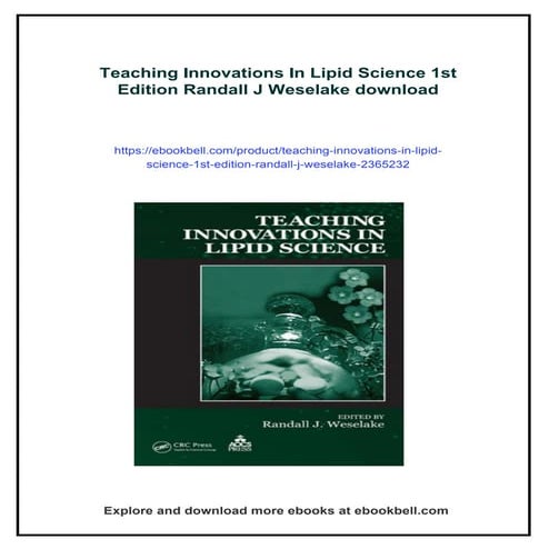 Teaching Innovations In Lipid Science 1st Edition Randall J Weselake | PDF