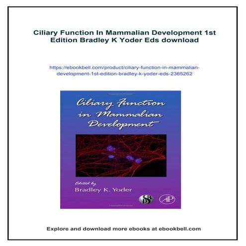 Ciliary Function In Mammalian Development 1st Edition Bradley K Yoder ...