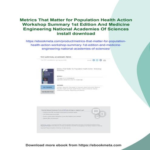 Metrics That Matter for Population Health Action Workshop Summary 1st ...