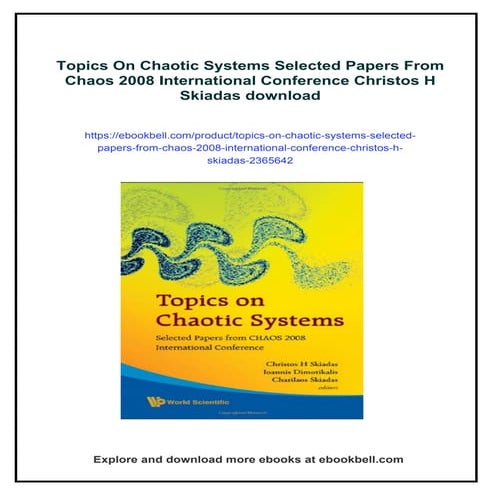 Topics On Chaotic Systems Selected Papers From Chaos 2008 International ...
