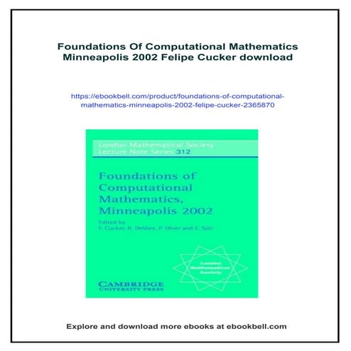 Foundations Of Computational Mathematics Minneapolis 2002 Felipe Cucker | PDF
