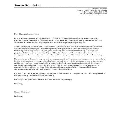 Cover letter for functional resume | DOCX