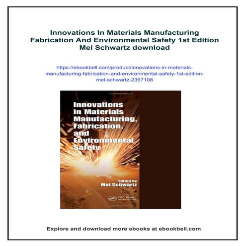 Innovations In Materials Manufacturing Fabrication And Environmental Safety 1st Edition Mel ...